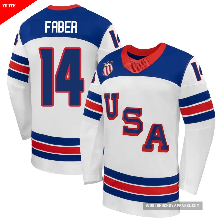 Men's No. 14 Brock Faber Team USA Royal Premium Hockey 2026 Olympic ...