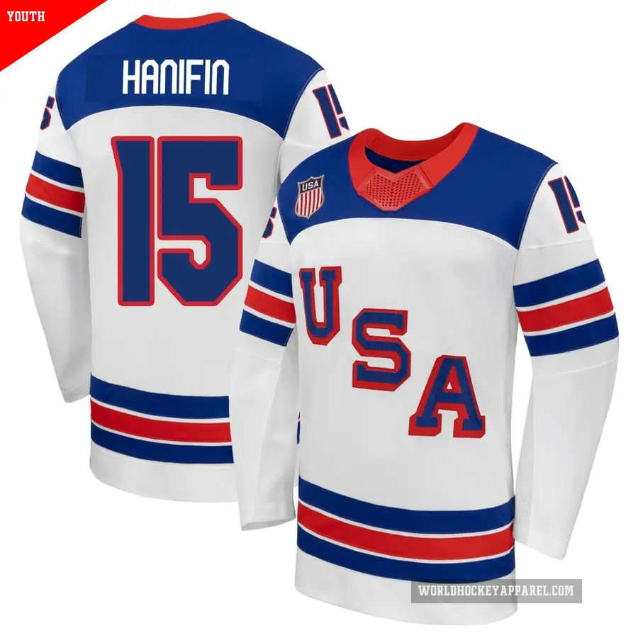 Men's No. 15 Noah Hanifin Team USA Royal Premium Hockey 2026 Olympic ...